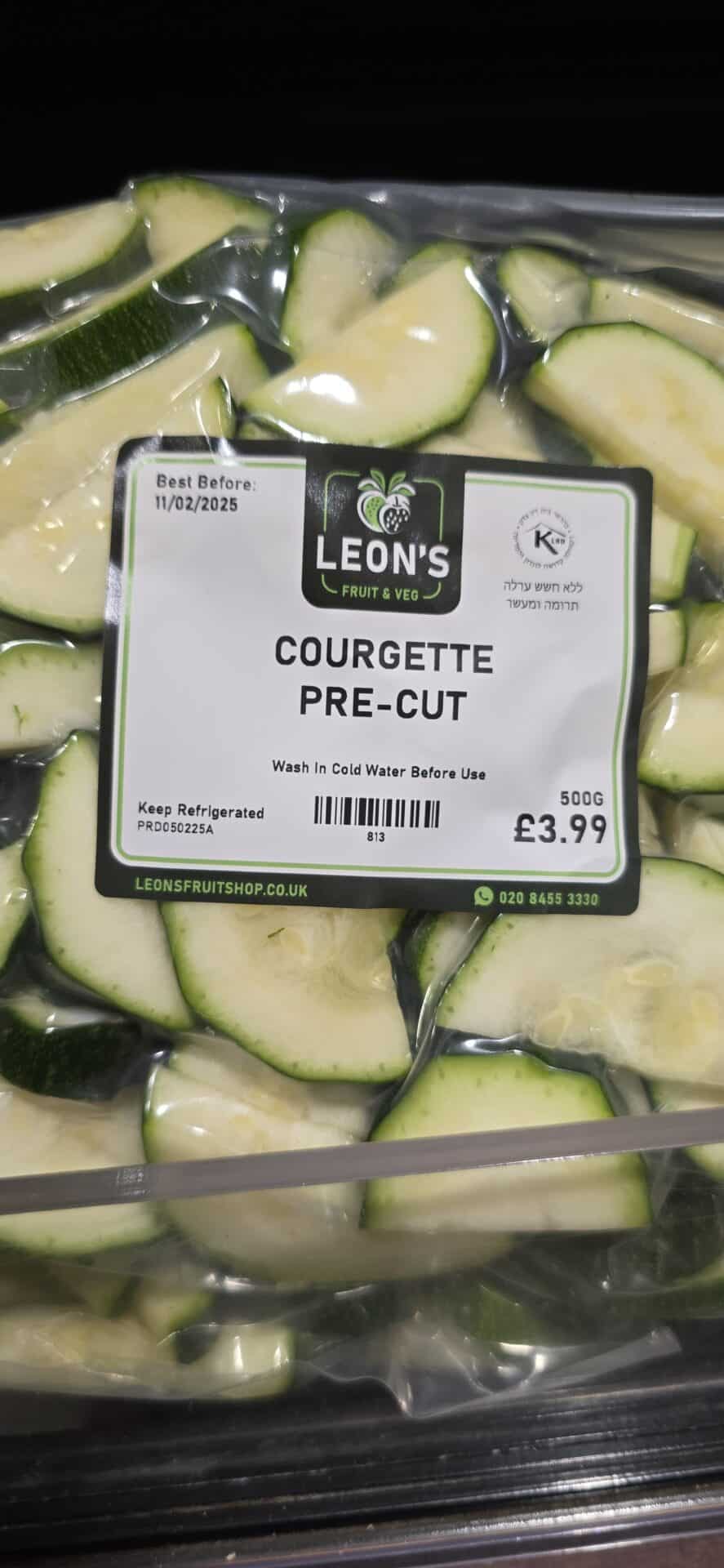 Peeled Pre-Cut Courgettes - Leons Fruit Shop